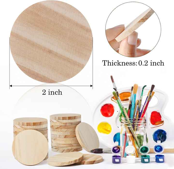 50mm natural and carbonized pine wood round pieces round board disc DIY ...