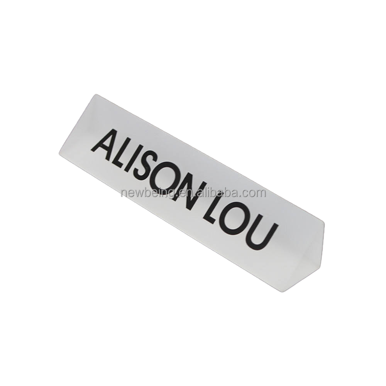 Customized Acrylic Triangle Pyramid Nameplate - Frosted Desk Name Plate ...