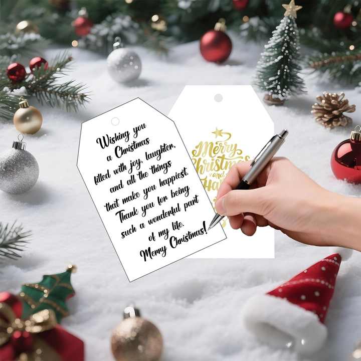 Merry Christmas Gift Tags with String Gold Foil Holiday Gift Tags, Xmas ...