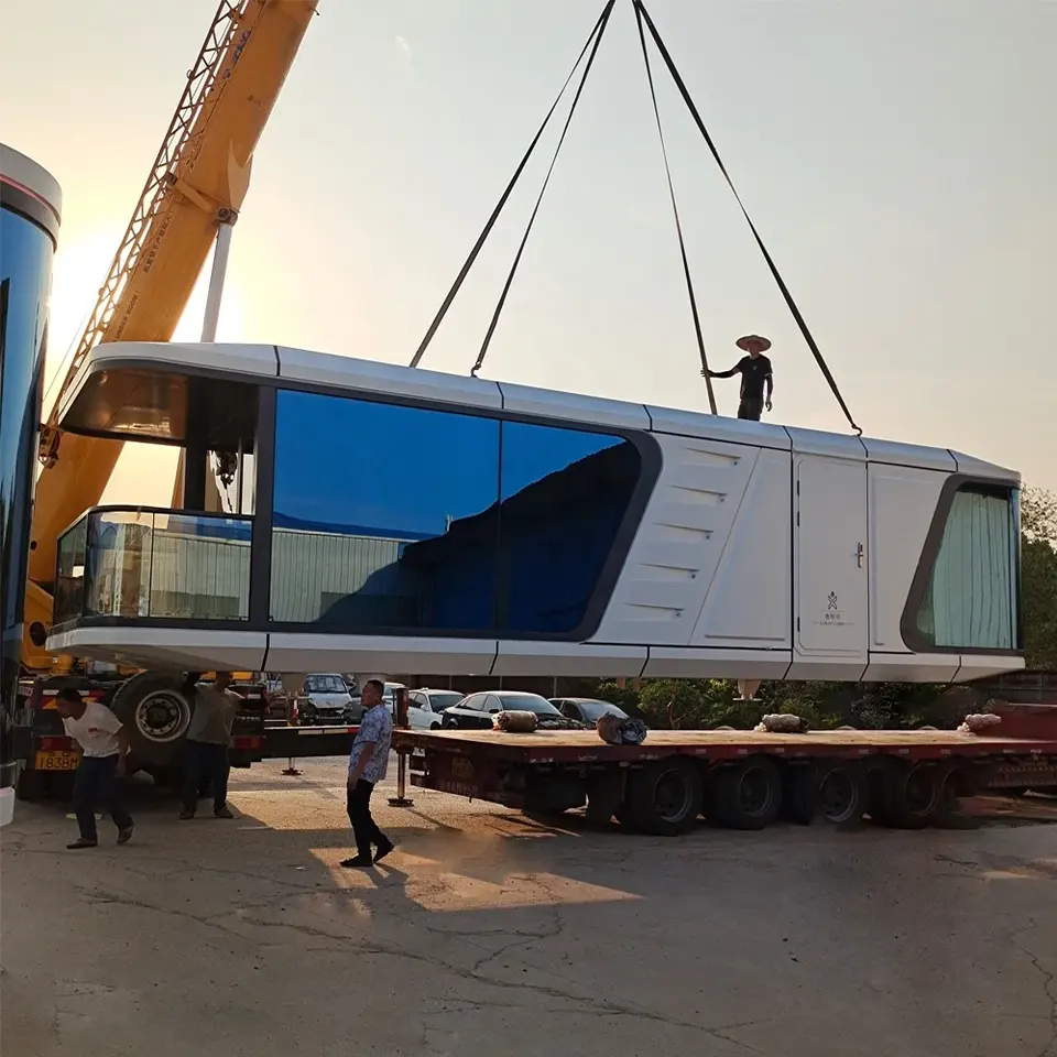 Modern 40ft Prefab Glass Container House Solar-Powered Tiny House ...