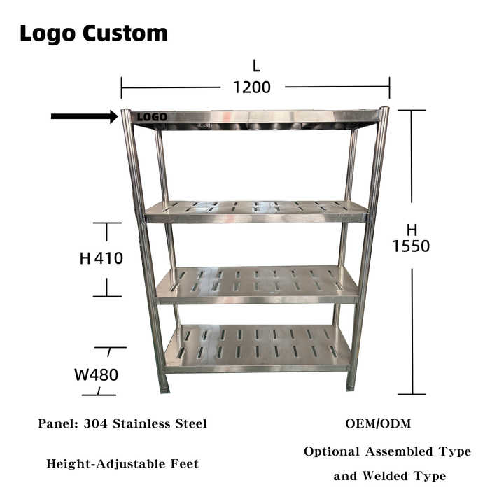 304 SS 4-Tier Ventilated Utility Shelf with Perforated Hole Design ...