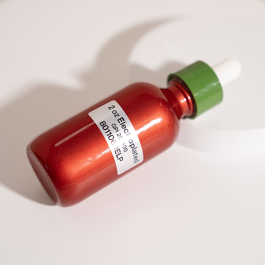 2 oz Electroplated Red Glass Boston Dropper Bottle 60ml White Caps for ...