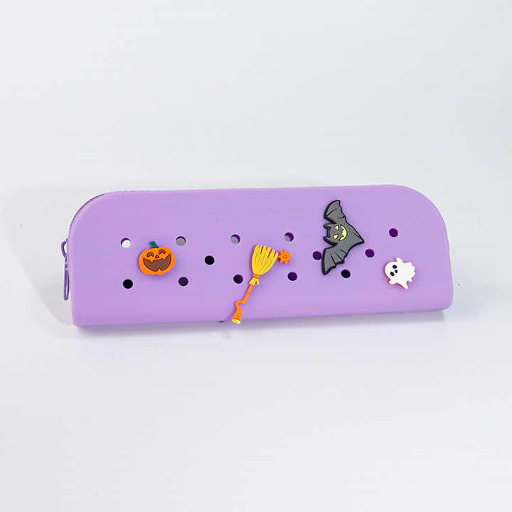 Student Croc Charms Silicone Pencil Case - Creative Storage