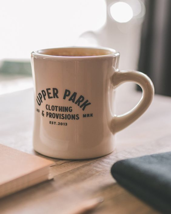11oz Vintage Cream White Ceramic Coffee Mug - Custom Logo