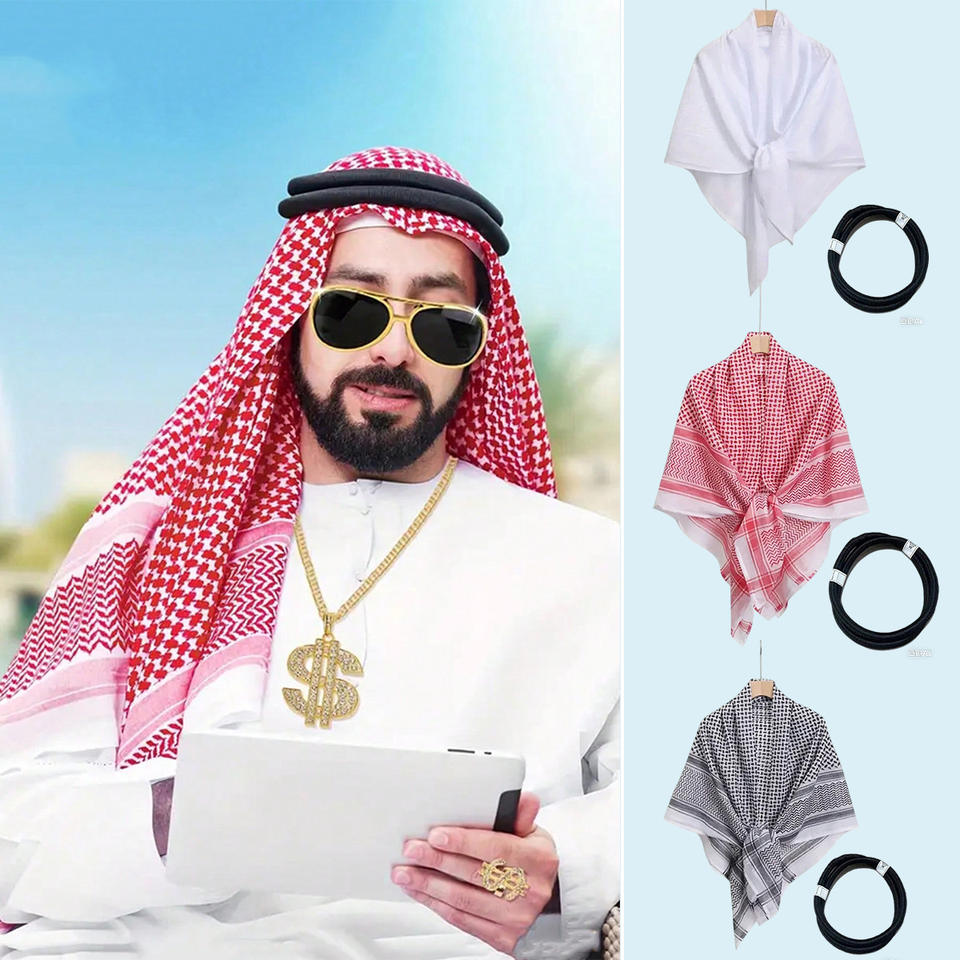 Ccy Keffiyeh Shemagh Turban Arab Headscarf Headband 2 Piece Set Middle ...