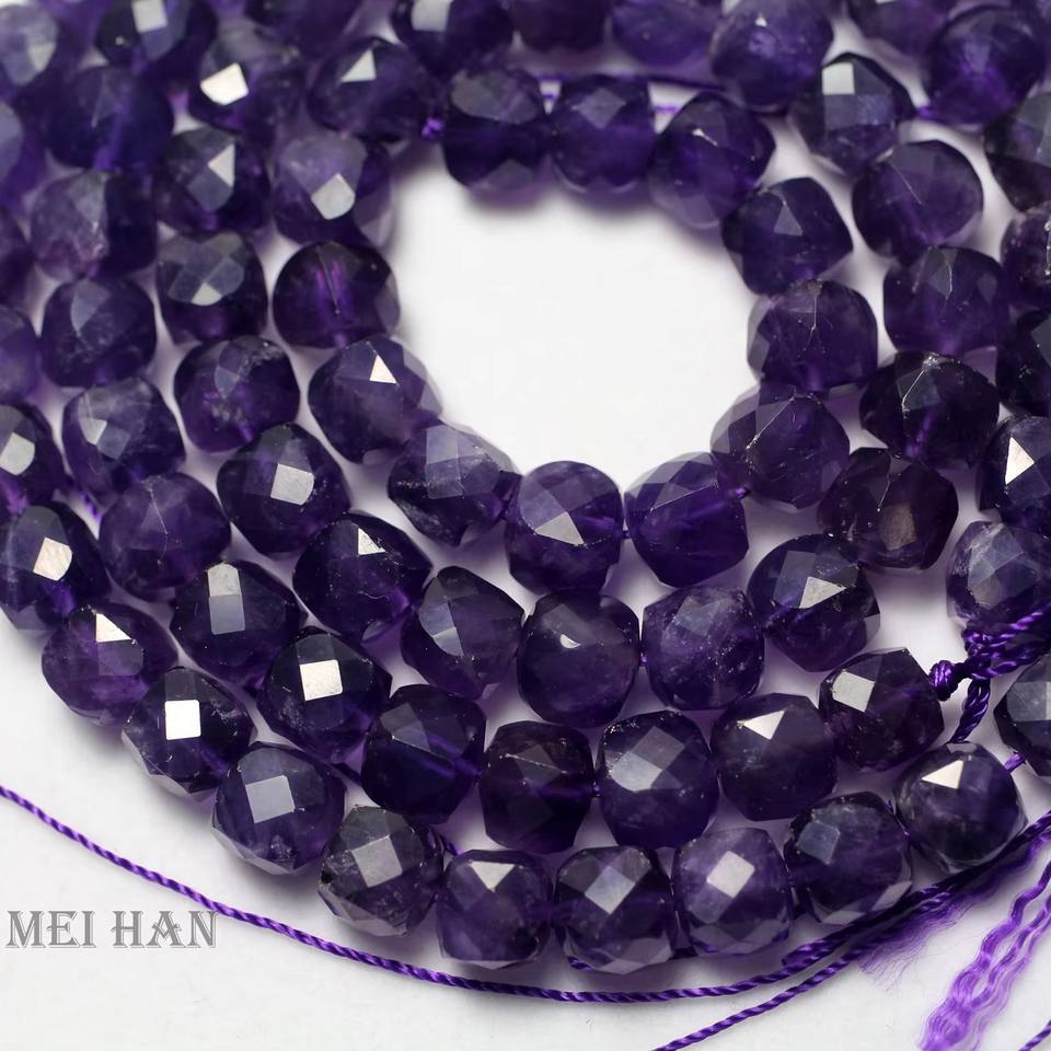 Meihan Natural 8*8 mm Amethyst Faceted Cube Loose Gemstone Beads for ...