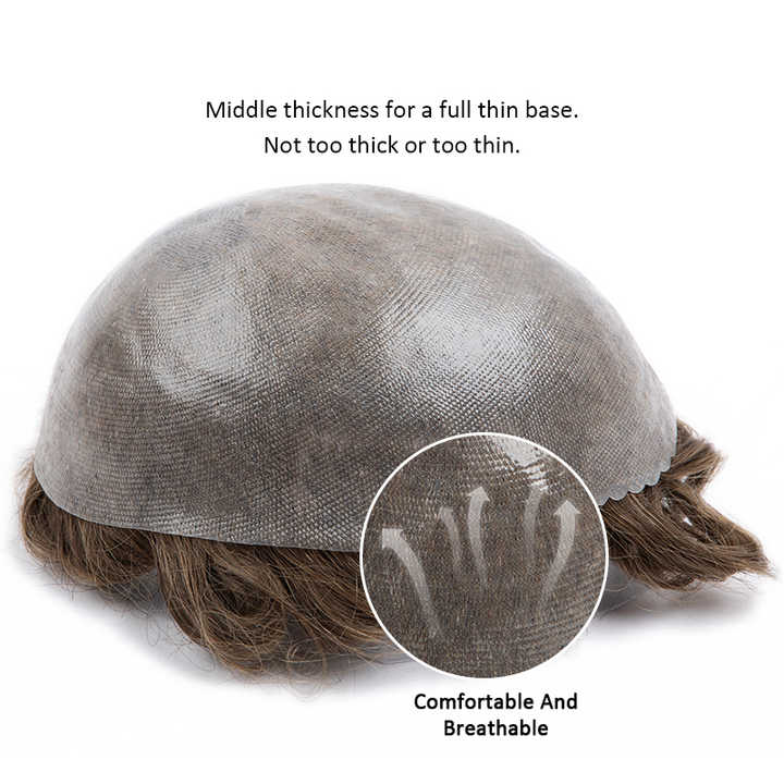 Stock Super Thin Skin V-loop human hair toupee Men Wig virgin hair ...