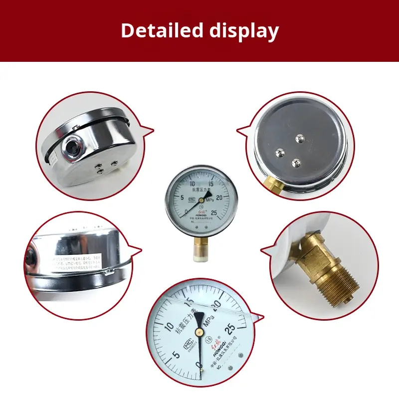 Hongqi Seismic Pressure Gauge Shockproof YTN-100 0-60MPa Stainless ...