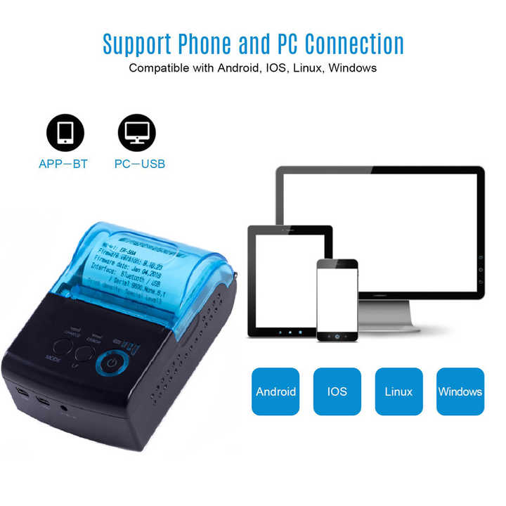 Portable Mini Bluetooth Thermal Printer Cheap Wireless Inkless POS ...