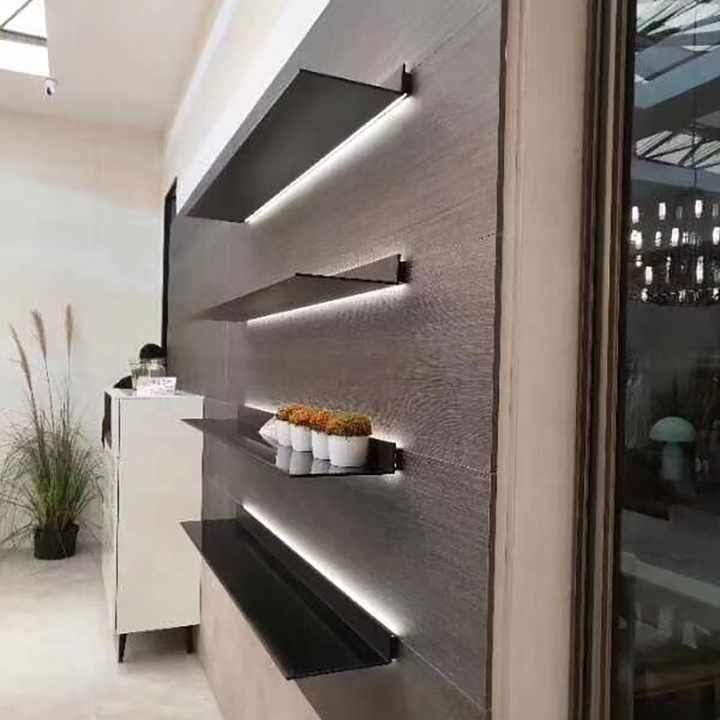 L Shape Wall Mounted LED Display Shelf - Custom Length with Glass or ...