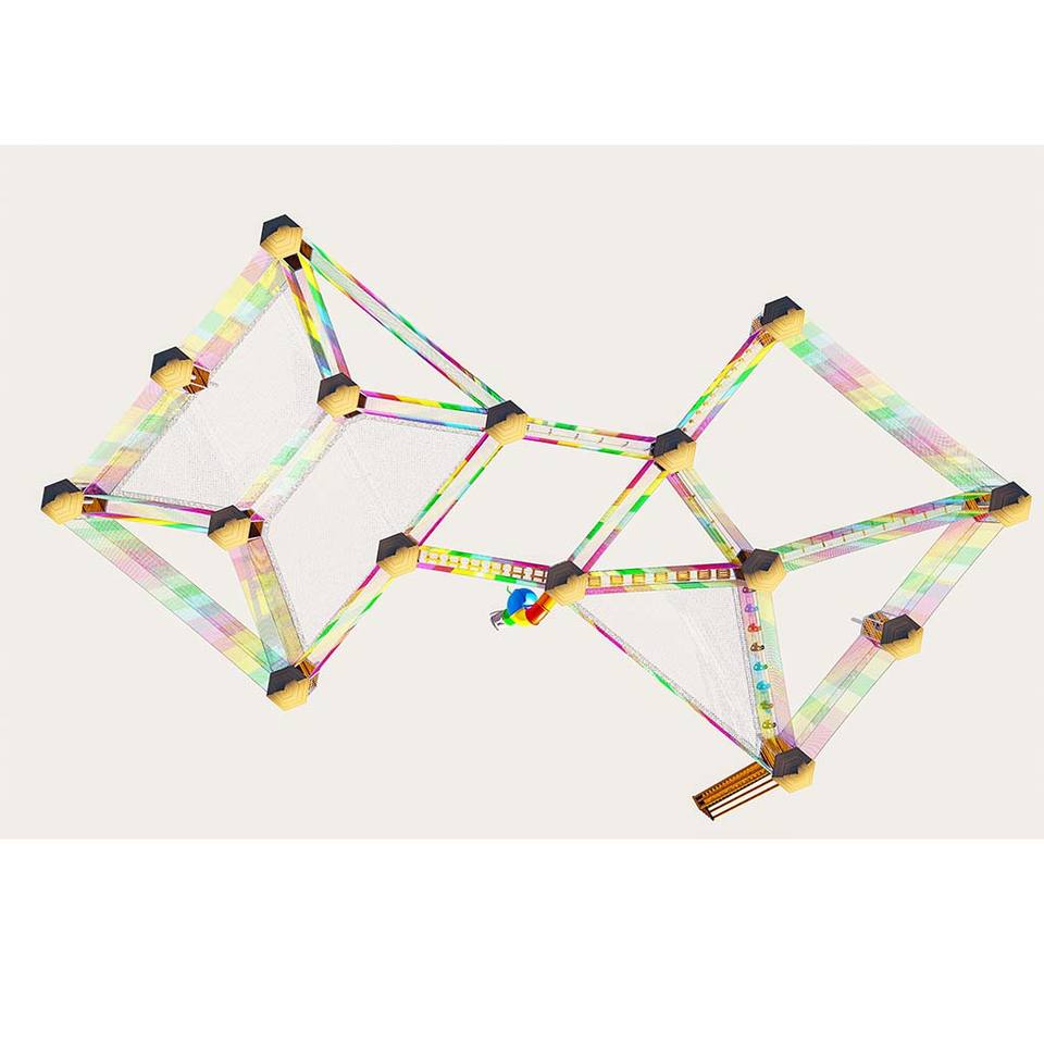 Rainbow Rope Net Walkway, Galvanized Steel Kids Climbing Net with Tube ...