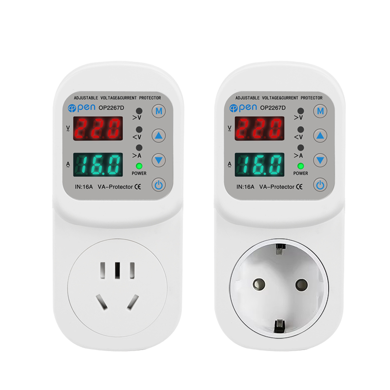 Adjustable 220V 110V 16A Surge Protector Plug with EU Socket Over ...