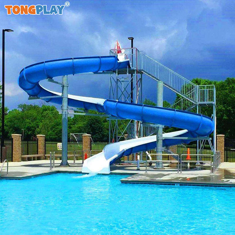 Outdoor Aqua Toys Playground Equipment Single Spiral Water Slides Fiber ...