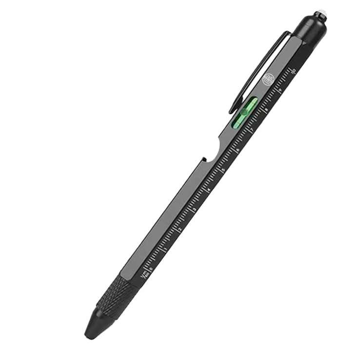 9 in 1 Metal Multi Tool Pen - LED Light & Stylus Ruler