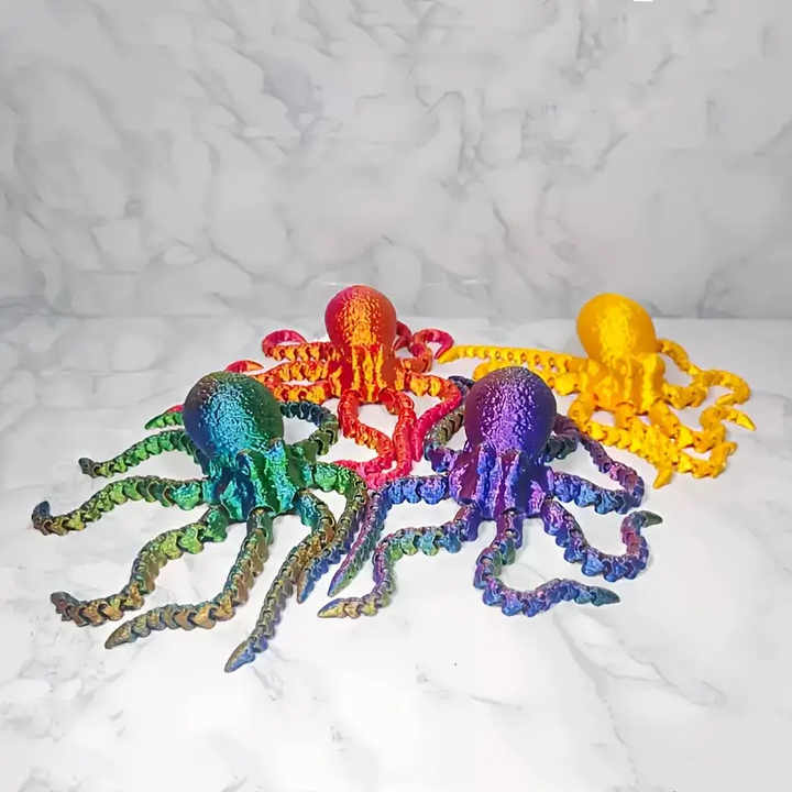 3D Printed Octopus Toys for Car Decoration - Flexible & Fun