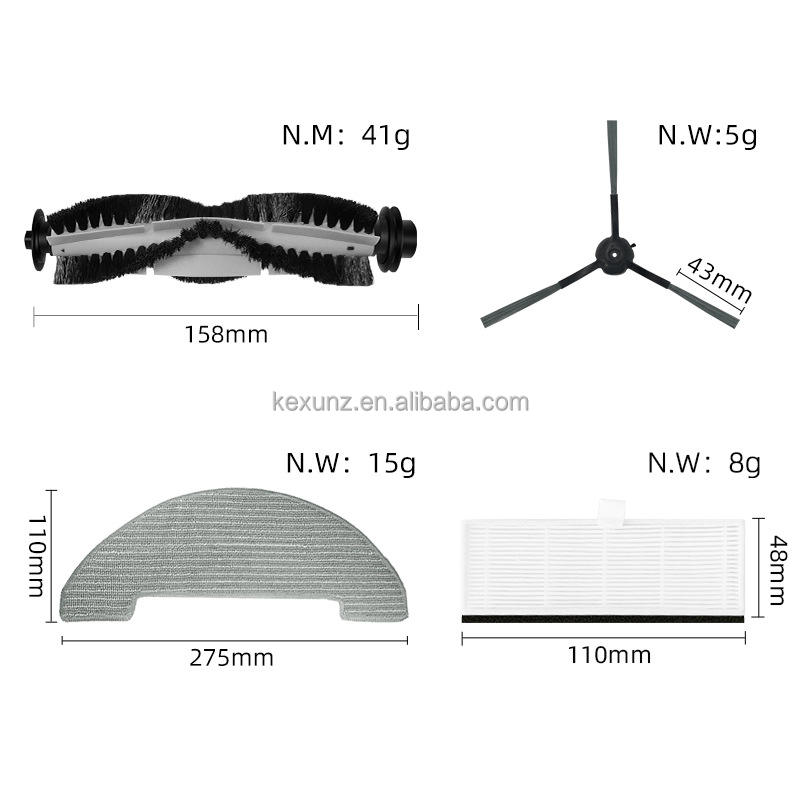 Main Roller Side Spin Edge Brush Hepa Filter Mop Cloth Fit for Vactidy ...