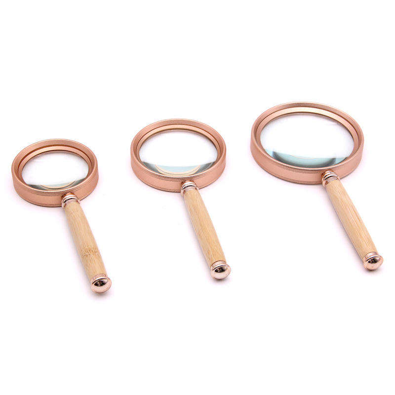 10/15/20x Portable Handheld HD Magnifying Glass Aluminum Frame Bamboo ...