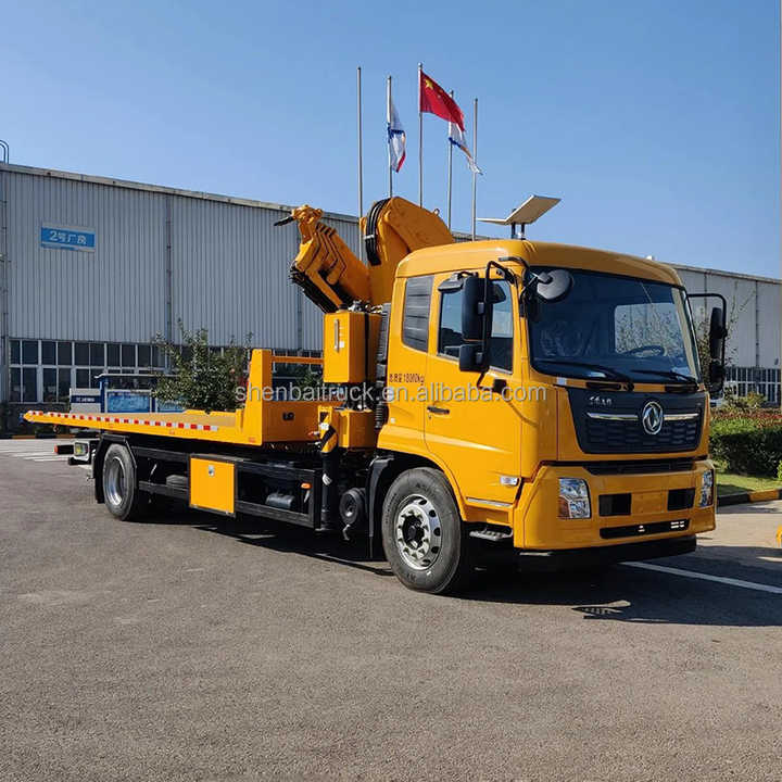 Dongfeng 4X2 Flatbed Tow Truck Wrecker Crane Cummins Engine Shenbai ...