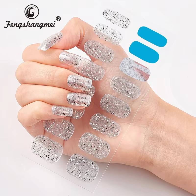FSM 2025 Semi Cured UV LED Gel Sticker Full Nail Wraps-DIY French ...