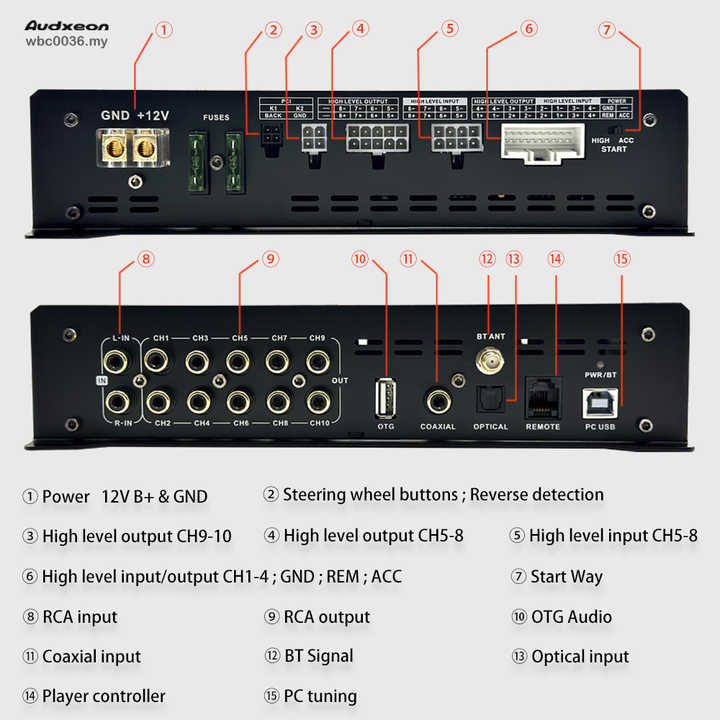 2025 New High Power Class AB Class D Amplifier 31 Band EQ ADI 192Khz 10CH Amplifier Car ...