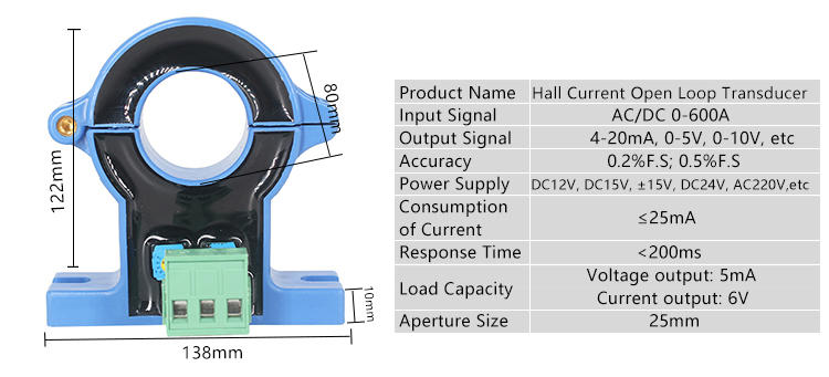 Hall Sensor Current Sensor AC/DC Current Sensor 0-1000A AC Current ...