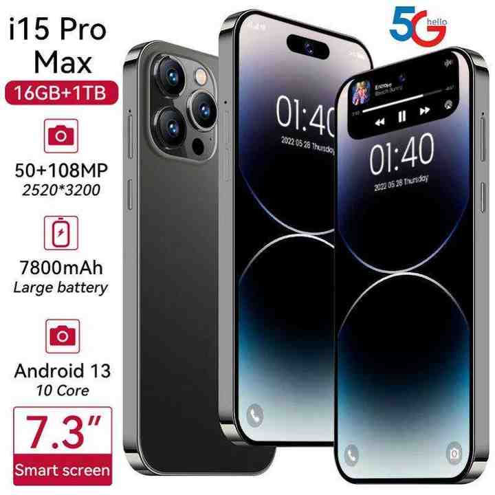 I15 Pro MAX 10-Core LTE Smartphones 16GB+1TB Global Version Unlocked 48 MP Quad Core Rugged Big ...