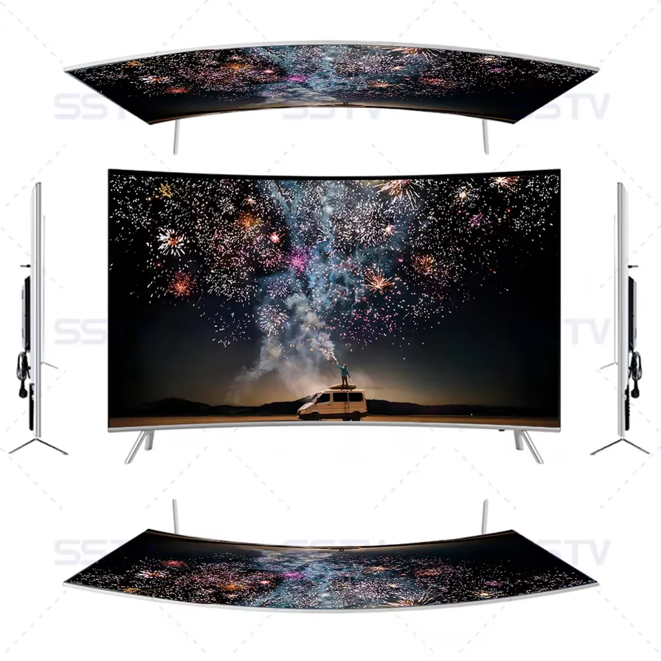 55 Inch Curved 2K 4K Ultra HD Smart TV LED Explosion-Proof Tempered ...