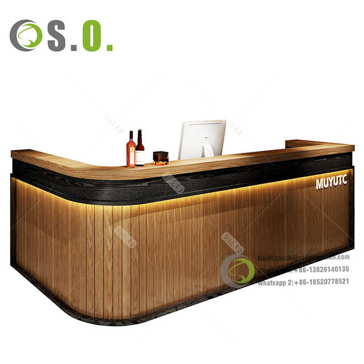 Glossy White Wood bar Counter Design with Steel Structure Inside ...