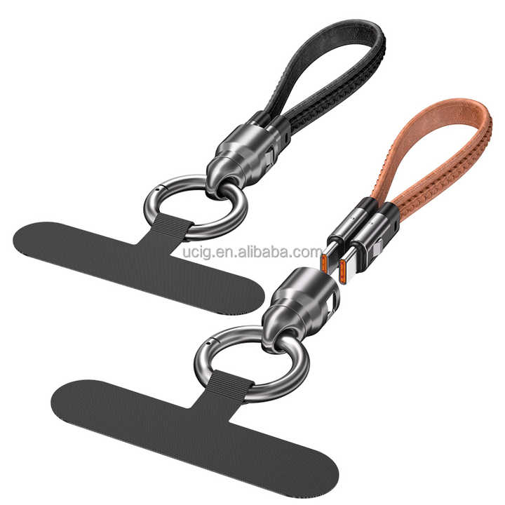 22cm Usbc To Usbc Cable Fast Charging Leather Keychain