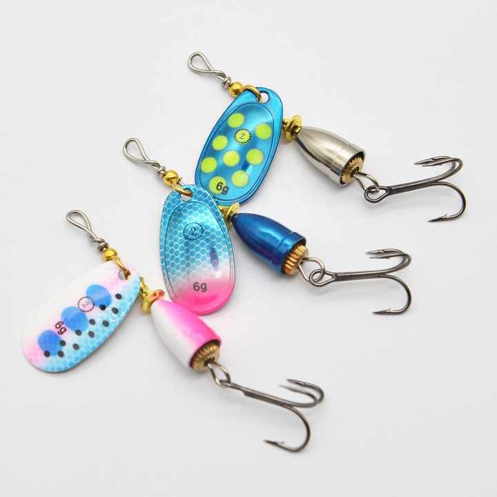 Spoon Spinner 6 Colors 5.3g 6.2g 8.2g Metal Fishing Spoon Spinnerbait ...