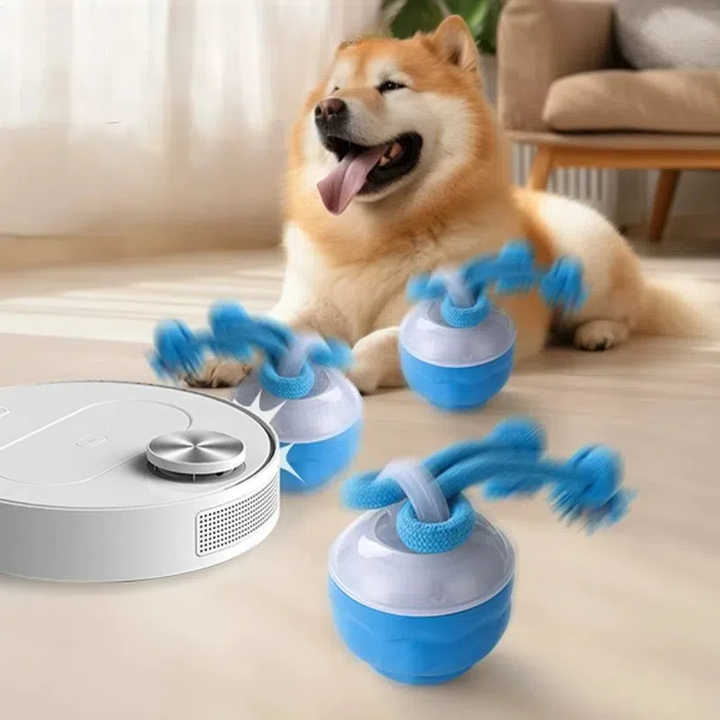Interactive Dog Toy - Rechargeable Squeaky Ball with Rope