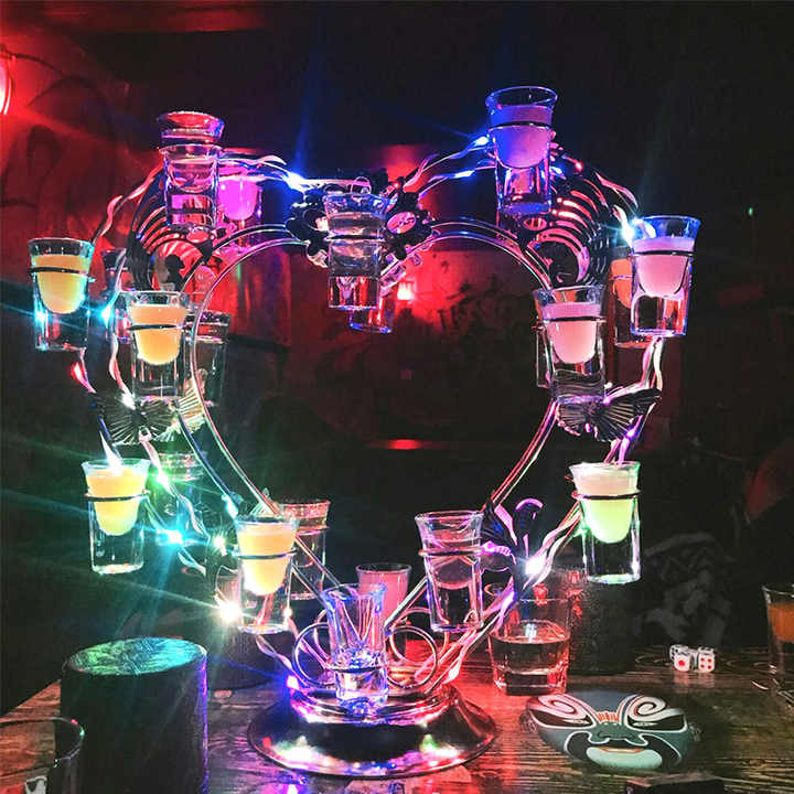 LED Cocktail Glass Display Stand - Rechargeable & Colorful