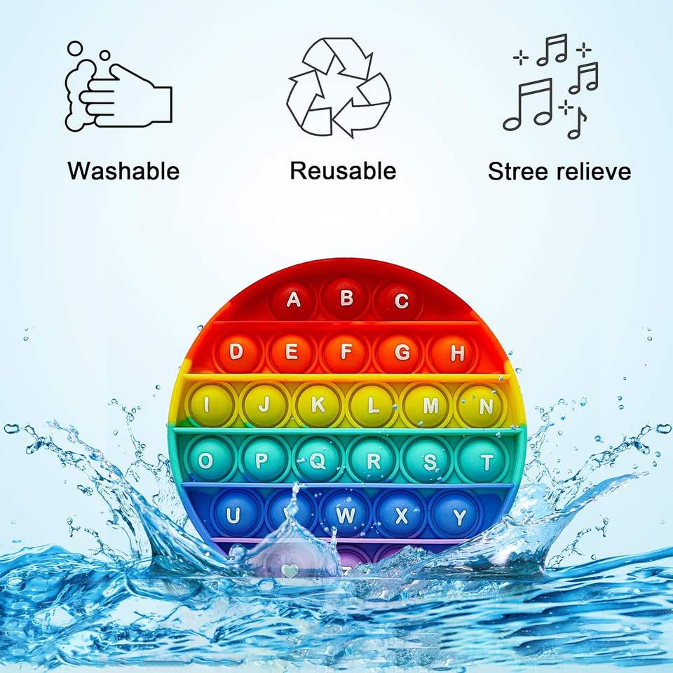 Alphabet Pop It Rainbow Fidget Toy for Sensory Learning