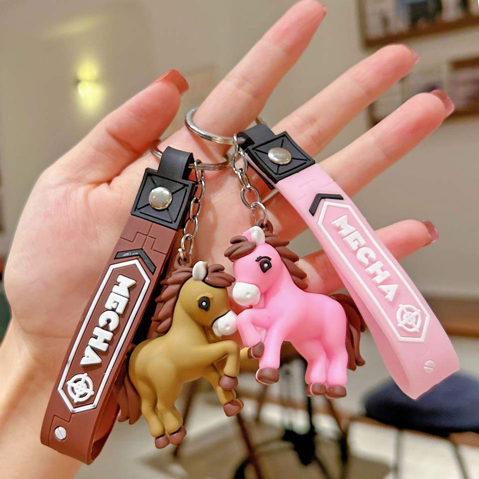 Cute Cartoon Pony 3D Charms Keychain Pendant Custom Logo Durable Eco ...