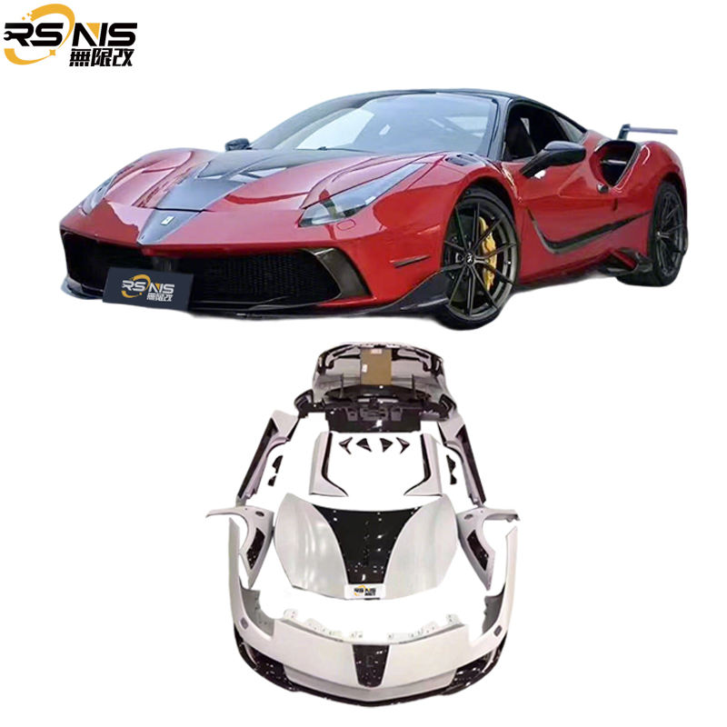 M Style Wide Body Kit for Ferrari 488 GTB F488 Semi Carbon Fiber Front ...