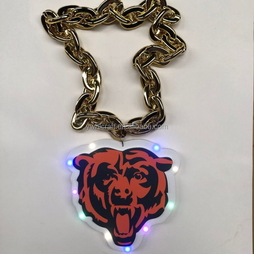 HLC Custom LED Lighting up Jumbo Pendant Necklace 3D Flashing Foam Fan ...