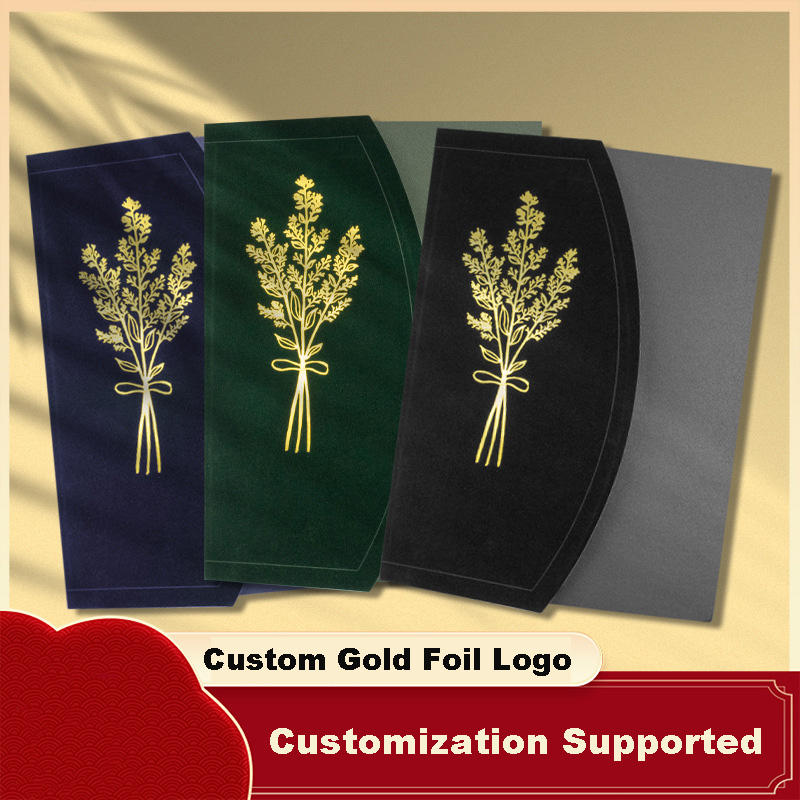 Luxury Velvet Wedding Invitation Set Gold Foil Stamped Cards with ...