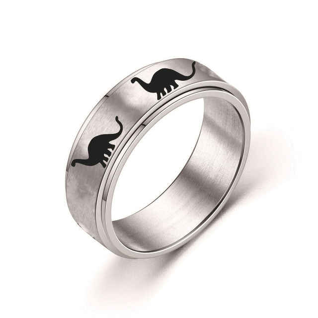 New Stress Ring for Anxiety Men Women Stainless Steel Dinosaur Butterfly Pressure Relief Rotating Spinner Fidget