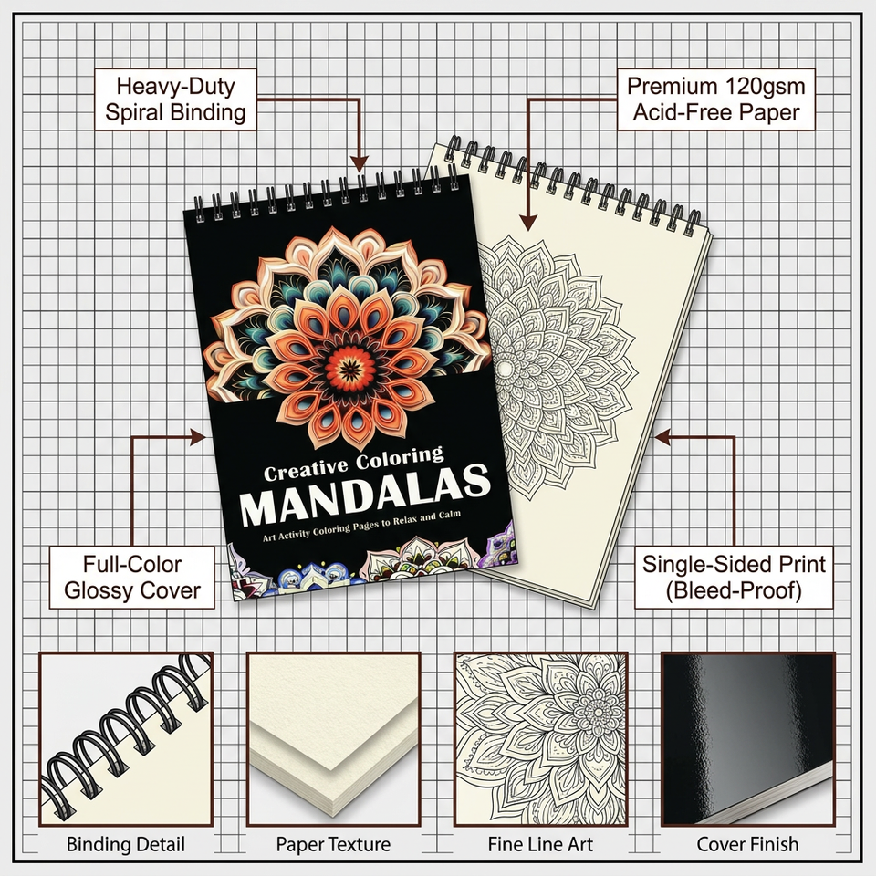 Custom Mandala Coloring Book Children's Creative Doodling DIY Color ...