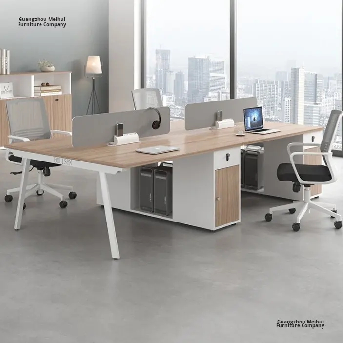 Minimalist Modern Staff Office Desk and Chair Set - Wooden Office ...