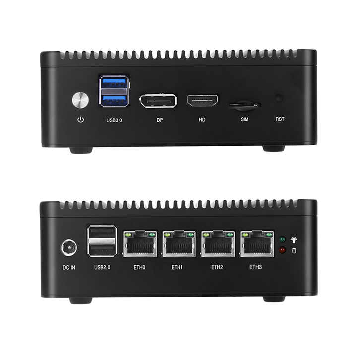 OEM Fanless Intel Celeron J4125 Quad Core 4 Lan I225V 2.5GbE Soft Router Firewall SIM DP HD ...