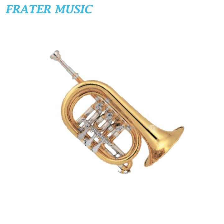 High Grade Gold Lacquer Rotary Valve Cornet with Gold Brass Leadpipe ...