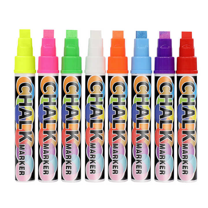 8 Vibrant Colors Liquid Chalk Pens 10MM Erasable Eco Non-Toxic Liquid ...