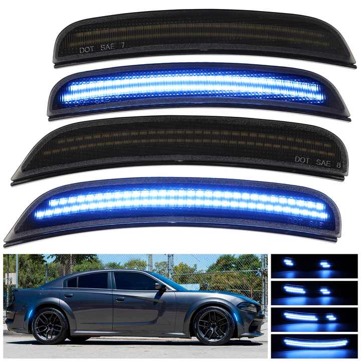 Blue Dynamic Fender Flare LED Side Marker Lights for Dodge Charger 2015 ...