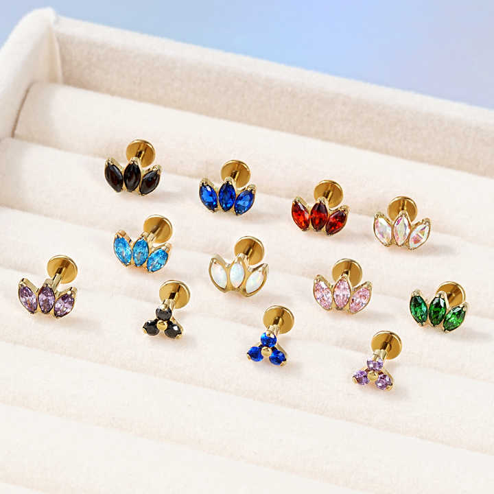 Toposh ASTM F136 Titanium Ear Piercing Earring Threadless Cartilage G23 ...