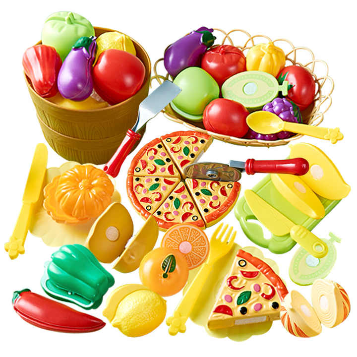 Kids Kitchen Set - Pretend Play with Plastic Food Toys