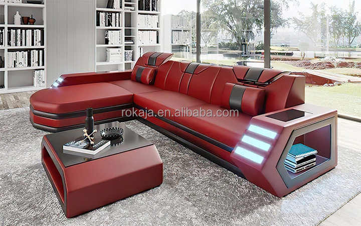 Modern Smart Sectional Sofa - Leather Soft Back Living Room