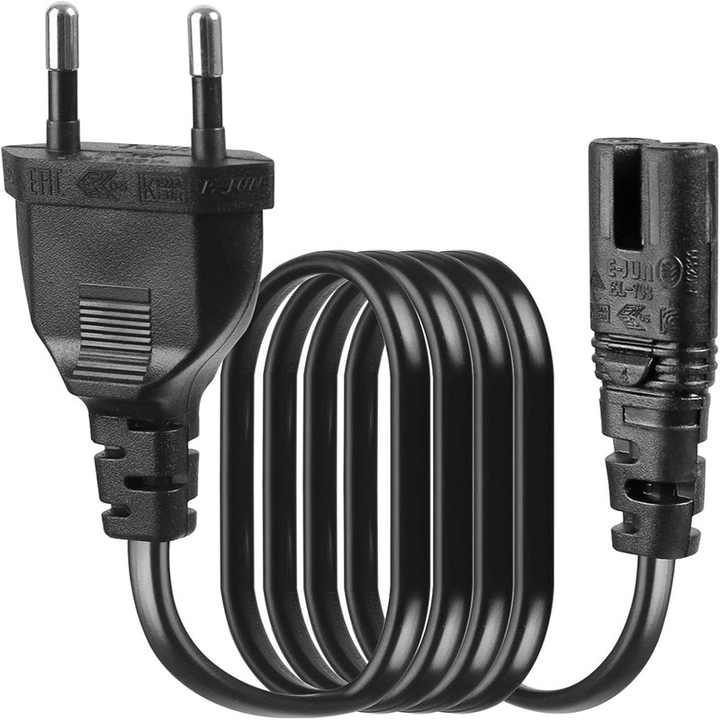 European Standard EU Plug to IEC C7 Power Cord with PVC Jacket Pure ...