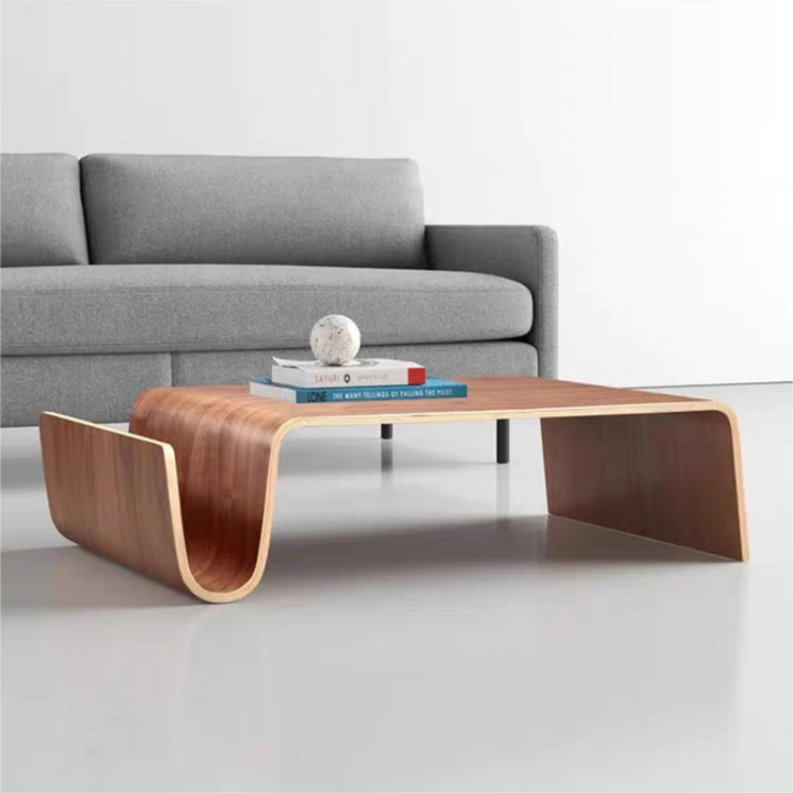 Mid Century Modern Luxury Wood Coffee Table for Living Room - Curved ...