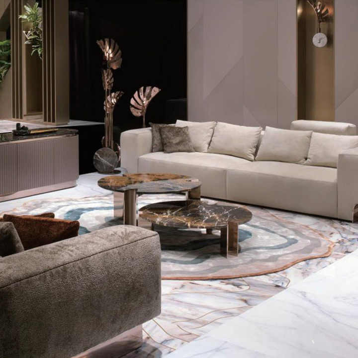 Modern Luxury Style Round Gold Marble Coffee Tables With Stainless ...